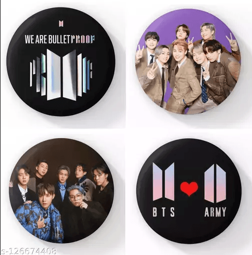 BTS Bulletproof Badges for BTS Army (Pack of 4)